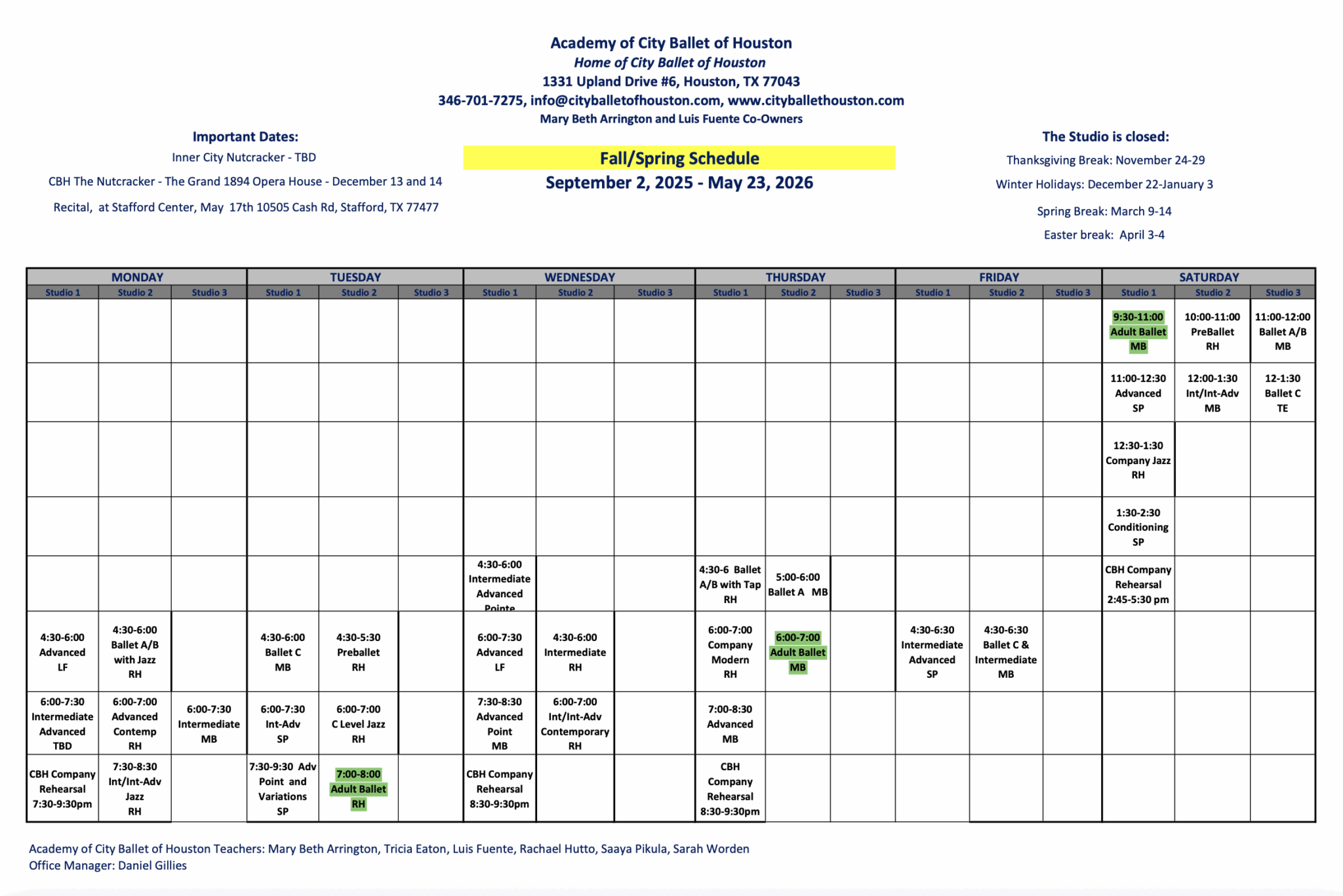 Ballet Adults Classes in Houston with ABCH